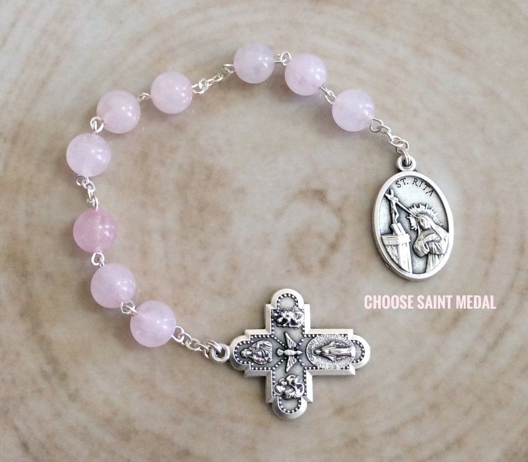 St Rita Chaplet,gemstone Catholic Prayer Beads, Nine Bead Chaplet, St ...