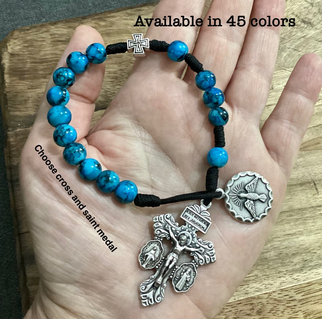 Custom Catholic One Decade Rosary, Car Rosary, Saint Medal Chaplet ...