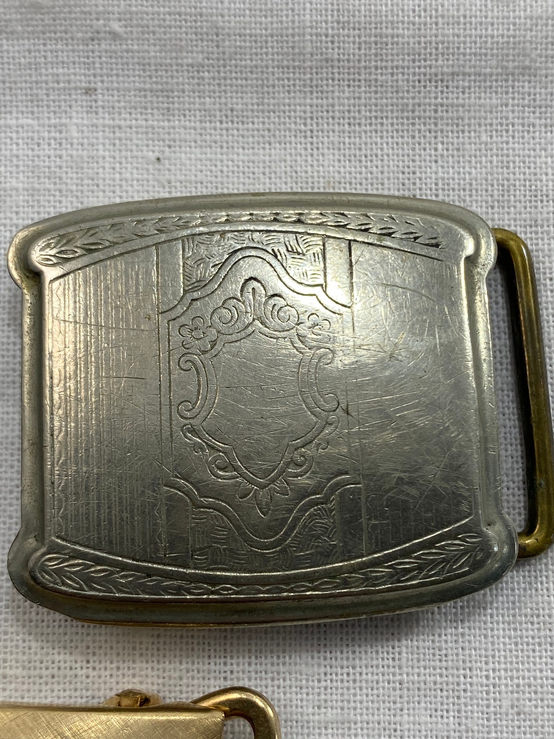 Edwardian Silver Plated and 1 Gold Filled Monogramed Belt Buckles Lot ...