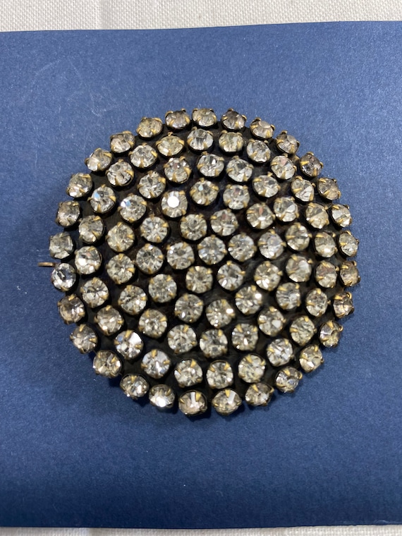 1940's Rhinestone Circle Brooch Or Pendant - Gem
