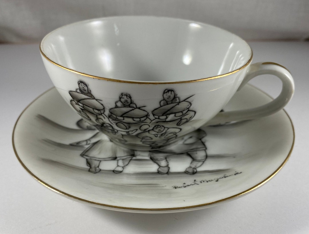 Robert Mayokok Inuit Painted Cup and Saucer - Etsy