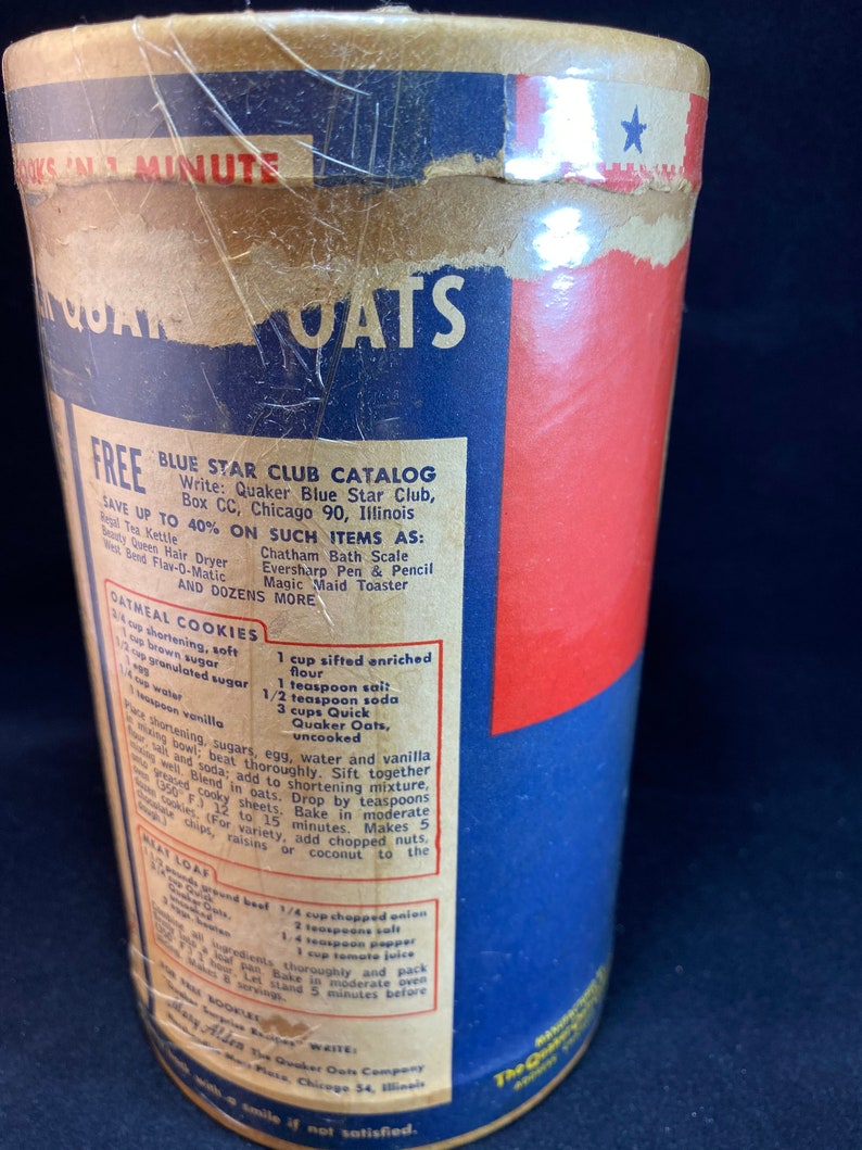 Vintage Quaker Oats Round Cardboard Box 1 Lb. | Etsy