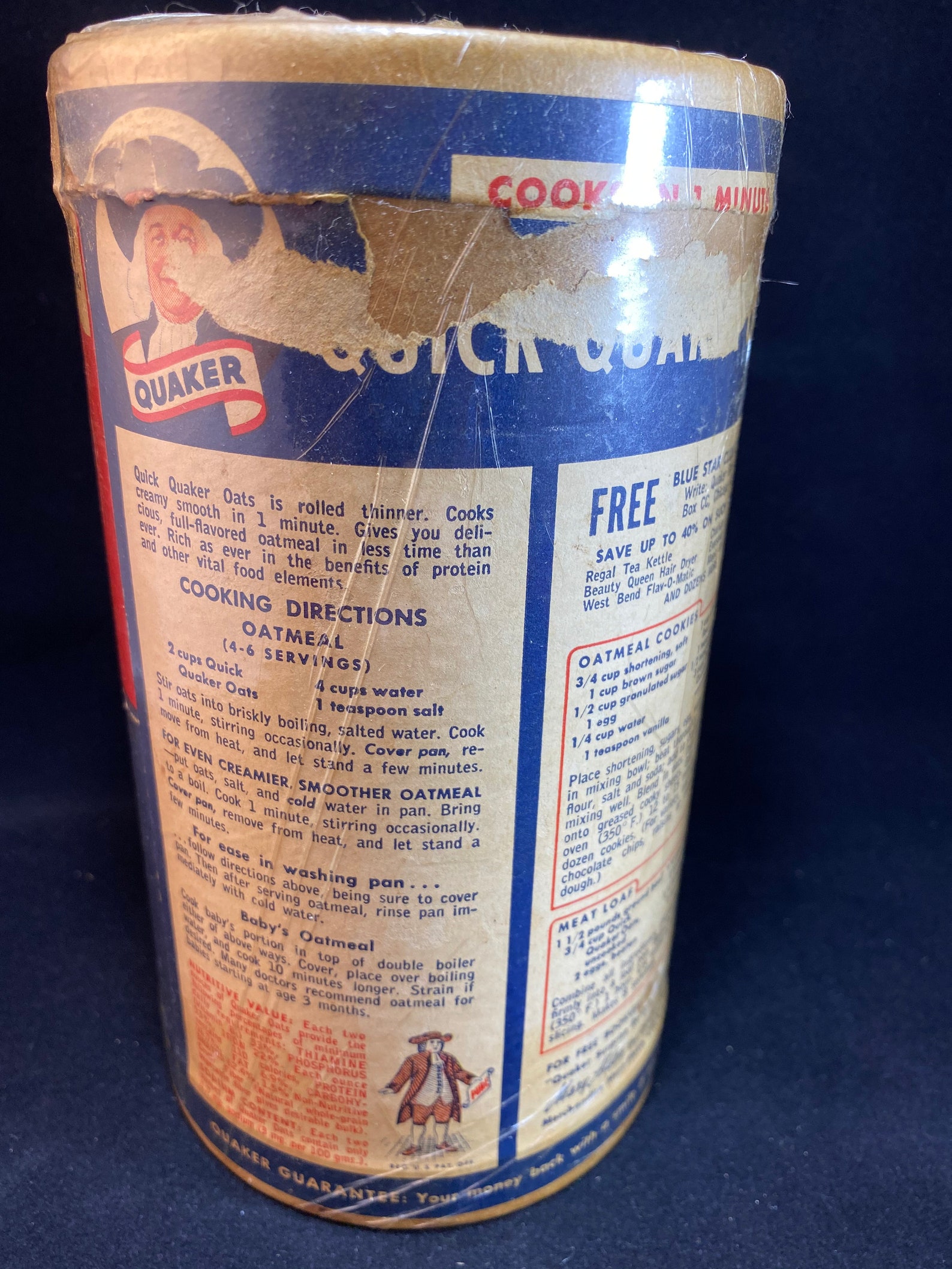 Vintage Quaker Oats Round Cardboard Box 1 Lb. | Etsy