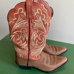 Women's Ariat Pink and Brown Cowboy Boots Like New - Etsy