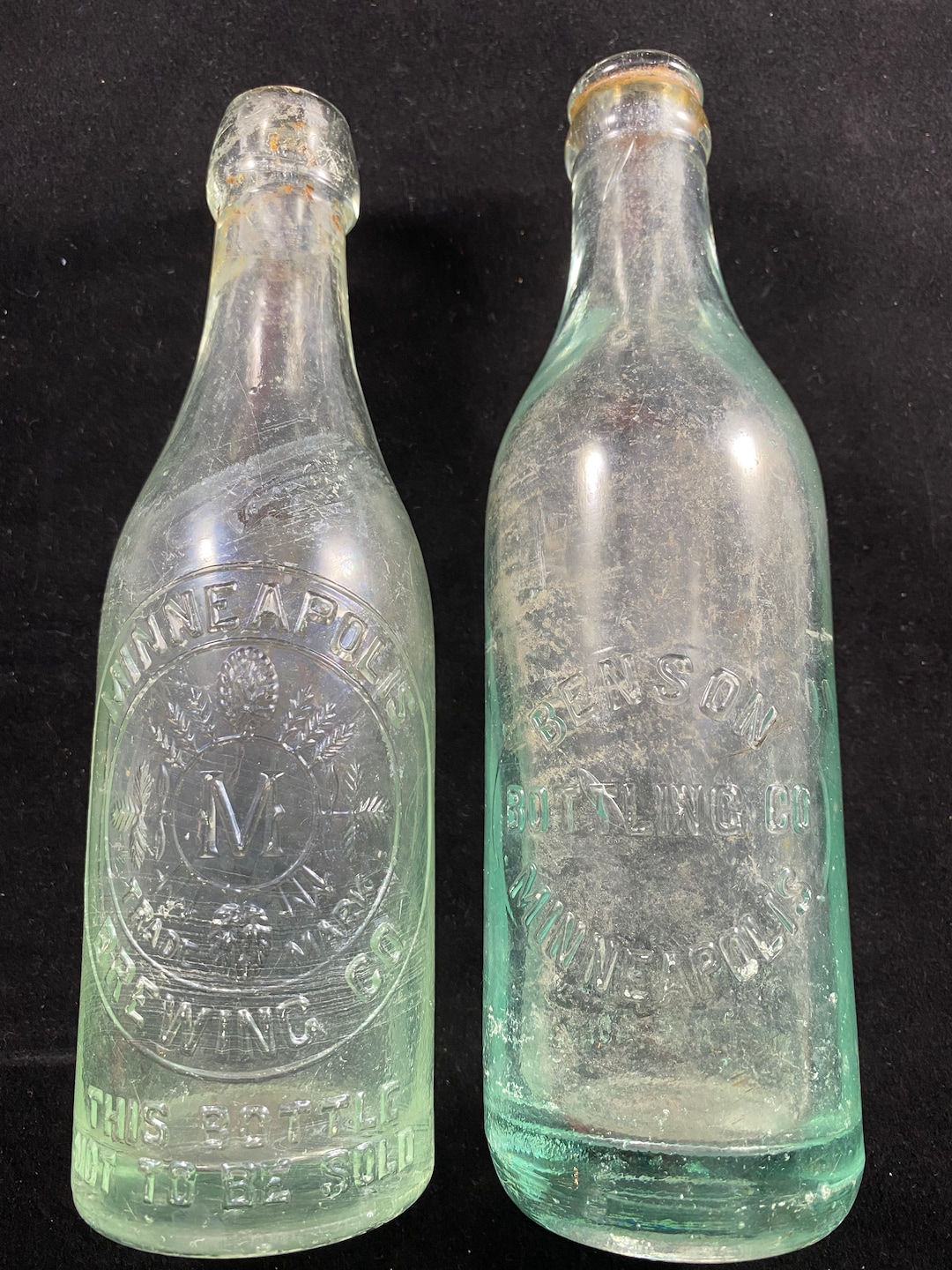 Minneapolis Brewing Company Glass Beer Bottle and Benson Bottling Co ...
