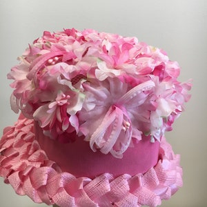 Vintage Pink Flower Pot Style Hat - Etsy