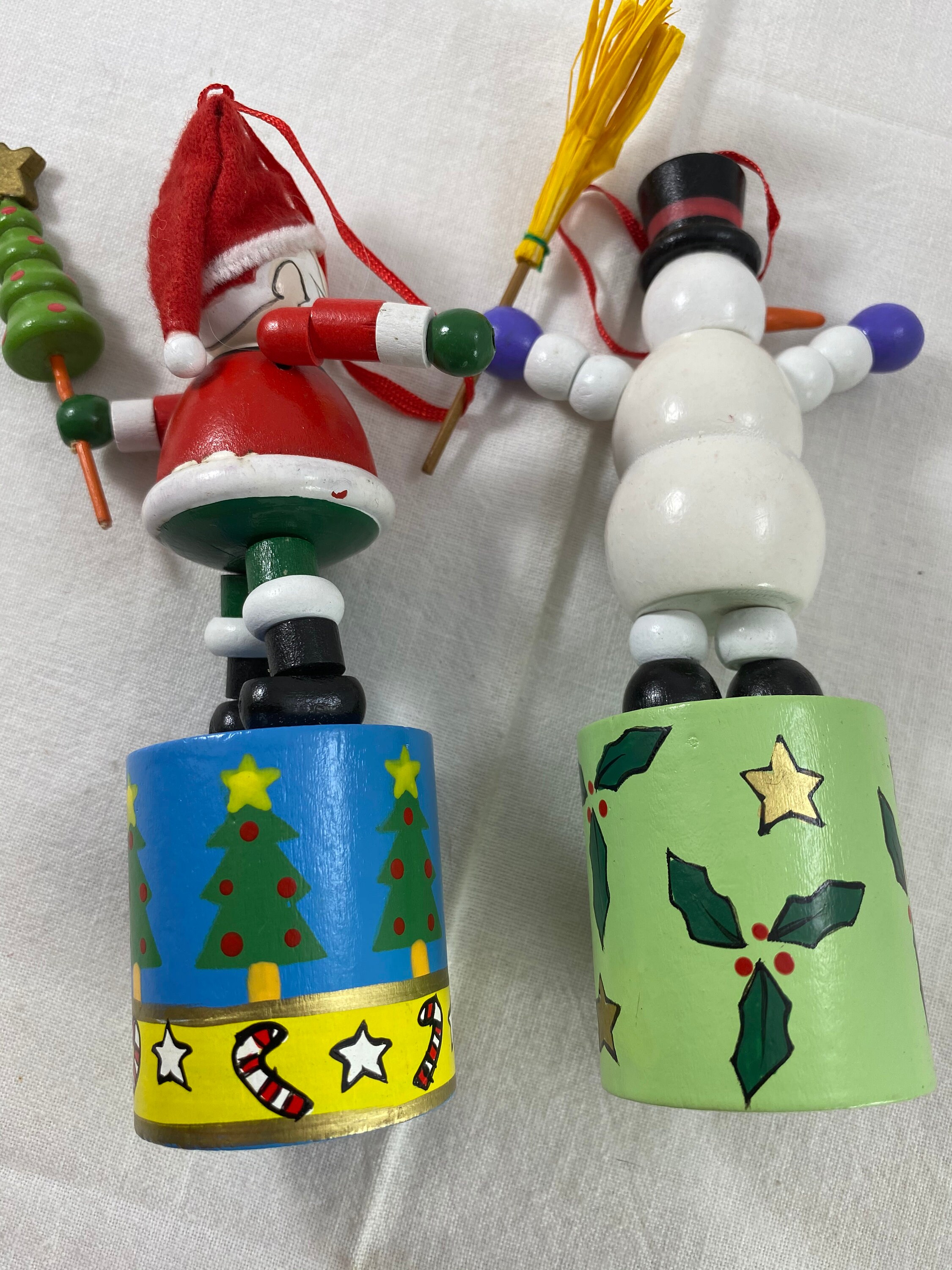 Wood Push Button Dancing Santa and Snowman - Etsy