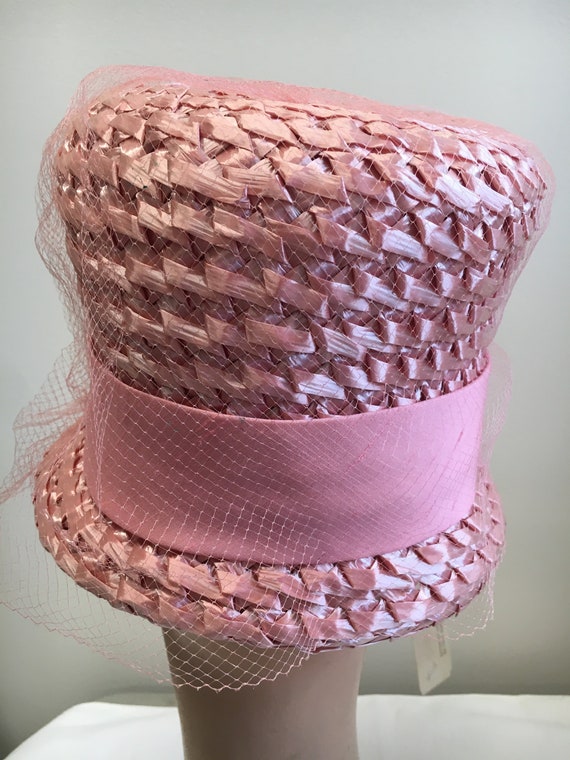 Pink Straw Designer Collection Flower Pot Hat - Gem