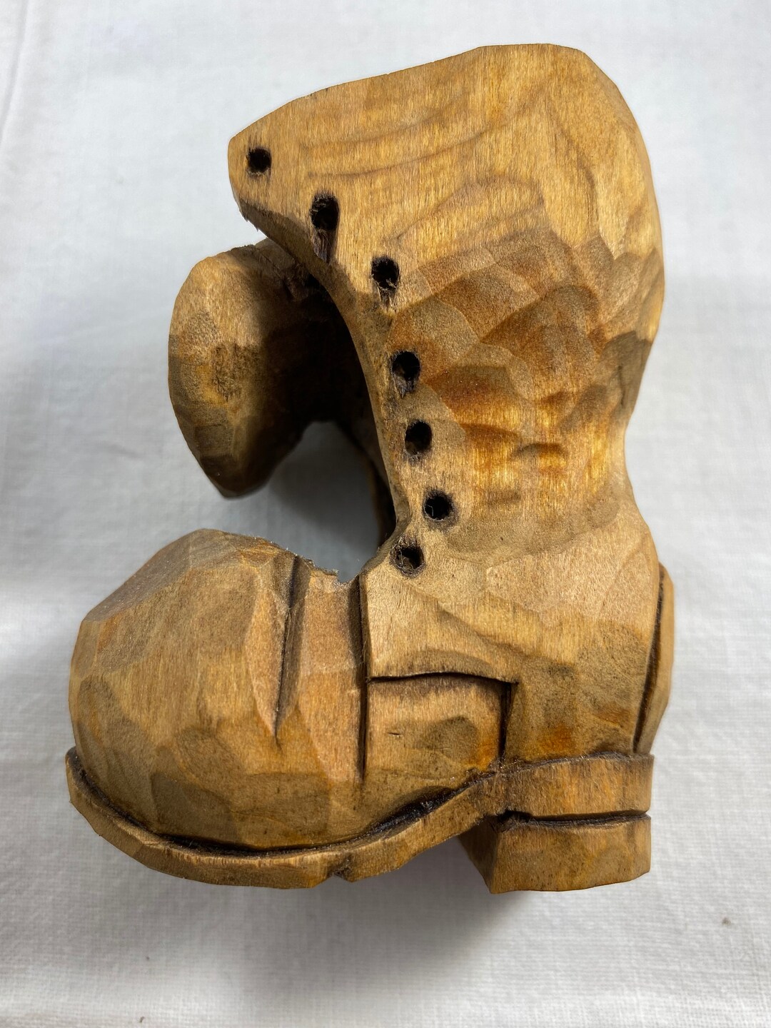 Signed JK Carved Wood Boot With Lace Holes Miniature - Etsy