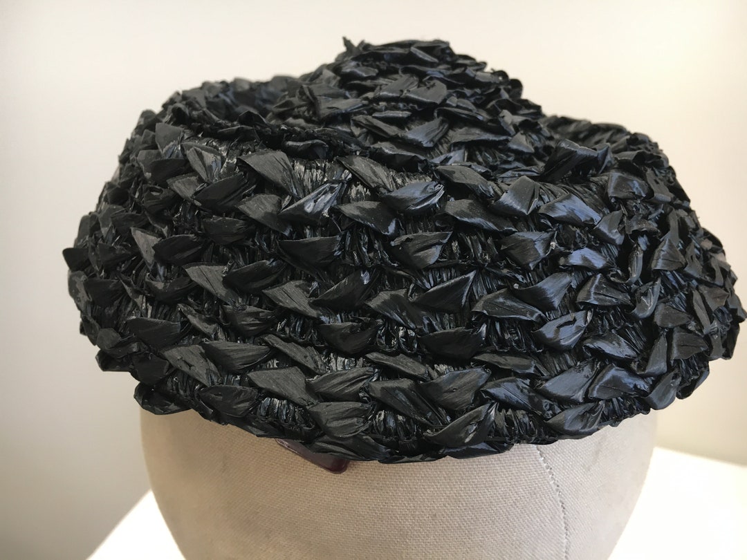 Field and Schlick Black Raffia Fascinator Hat - Etsy