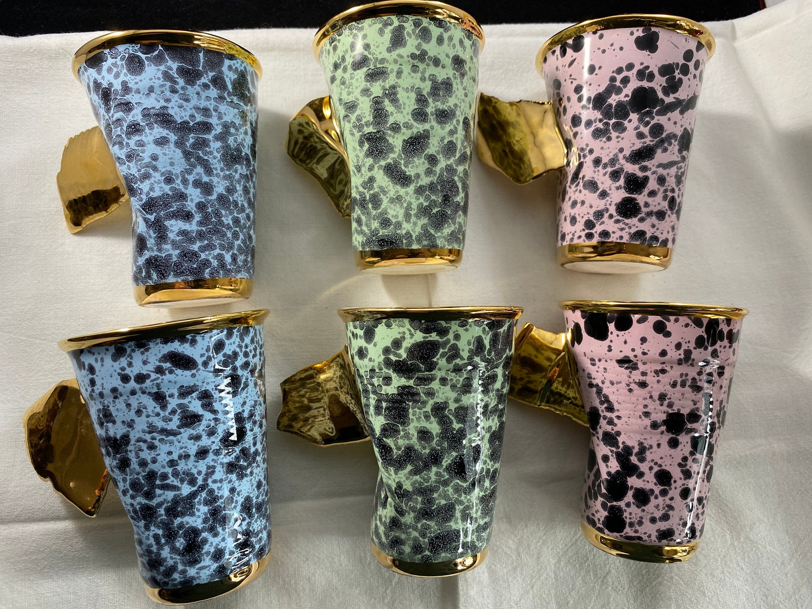 Art Pottery Dixie Cup Glazed Ceramic Cups Pink Green or Blue | Etsy