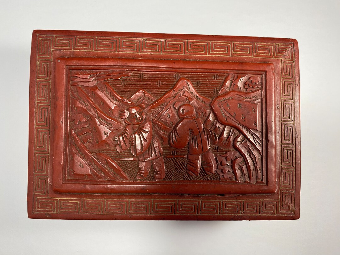 Red Cinnabar Lacquer Chinese Wood Box - Etsy