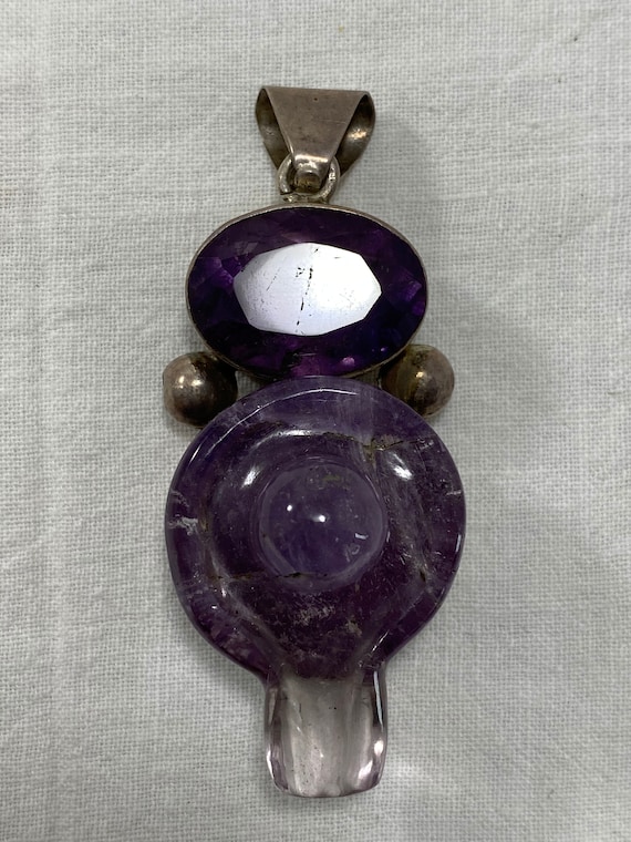 Carved Amethyst Shivling Shiva Lingam Pendant Set In … - Gem