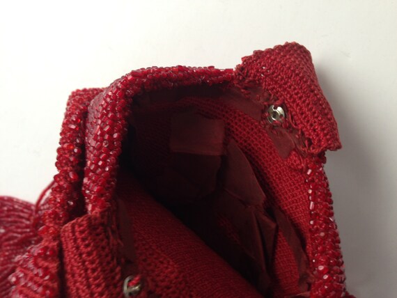 Ruby Red Glass Beaded Wrist-let 1920's Handbag - Gem