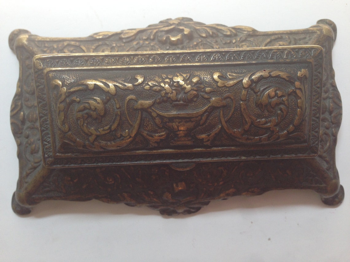 Bronze Art Nouveau Stamp Holder Box - Etsy