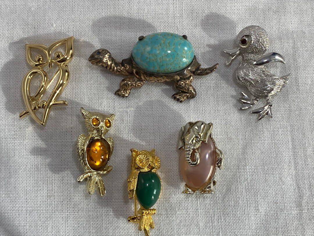 Animal Brooches Jelly Bellies CHOICE Owls Elephant Turtle Bird CHOICE ...