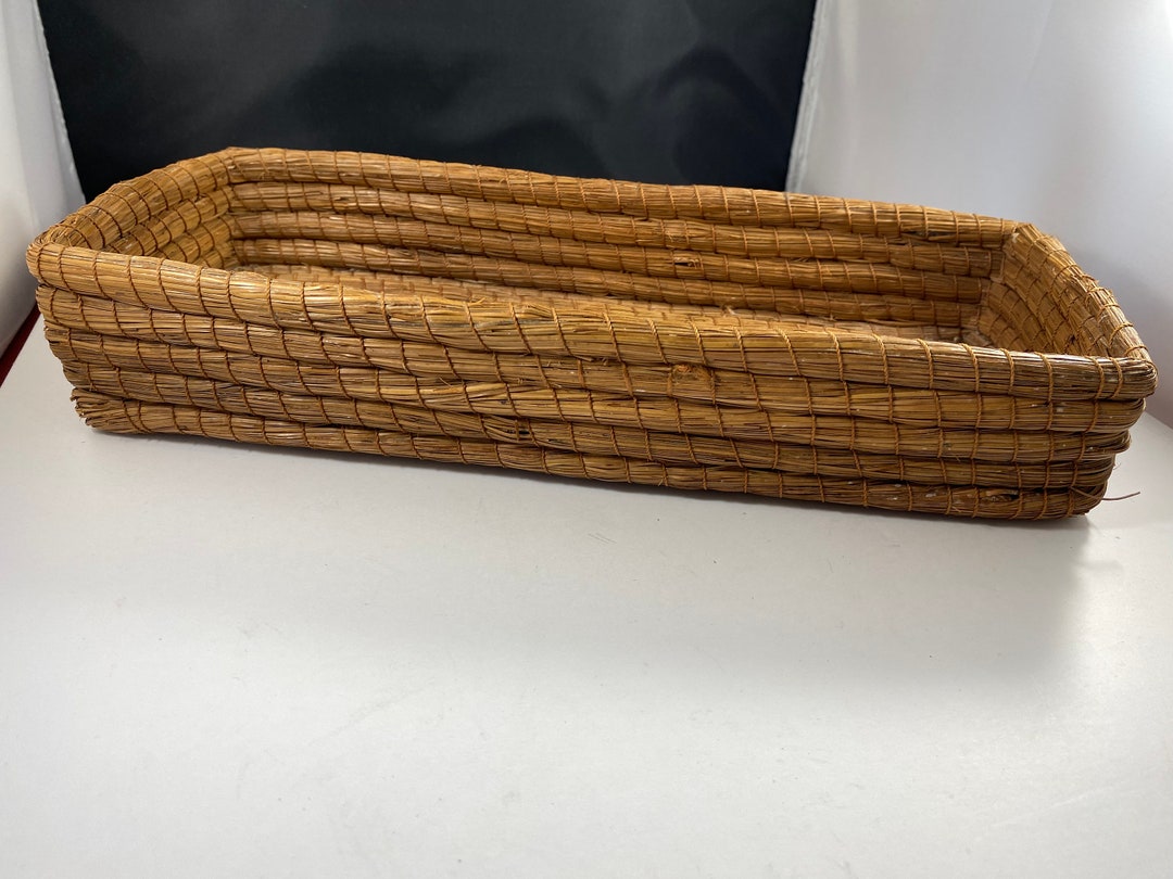 Straw, Pine Needle or Grass Oblong Woven Basket - Etsy
