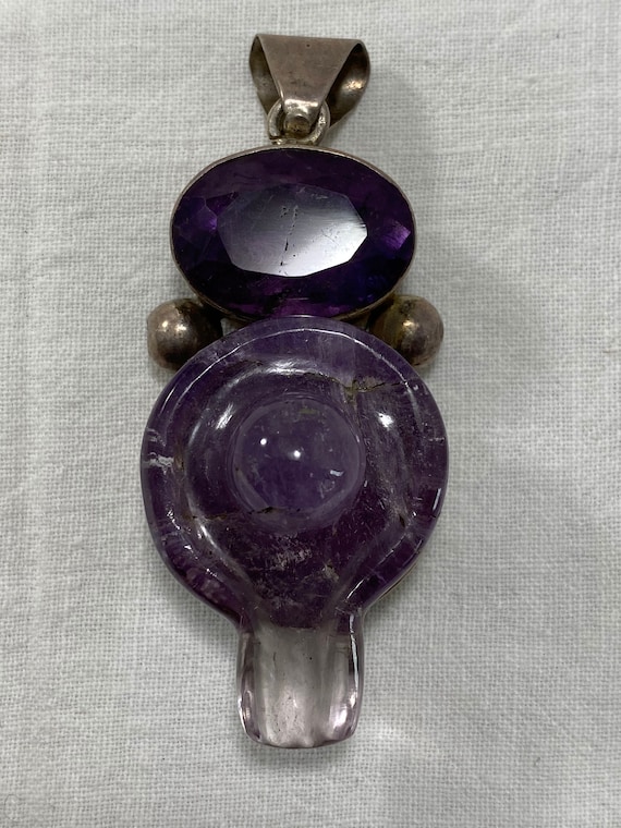 Carved Amethyst Shivling Shiva Lingam Pendant Set In … - Gem