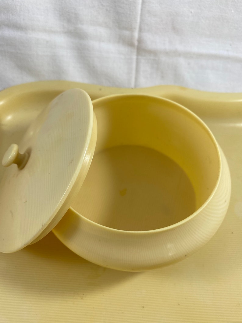 French Ivory Celluloid Pyralin Vanity Tray and Powder Boxes 6 | Etsy