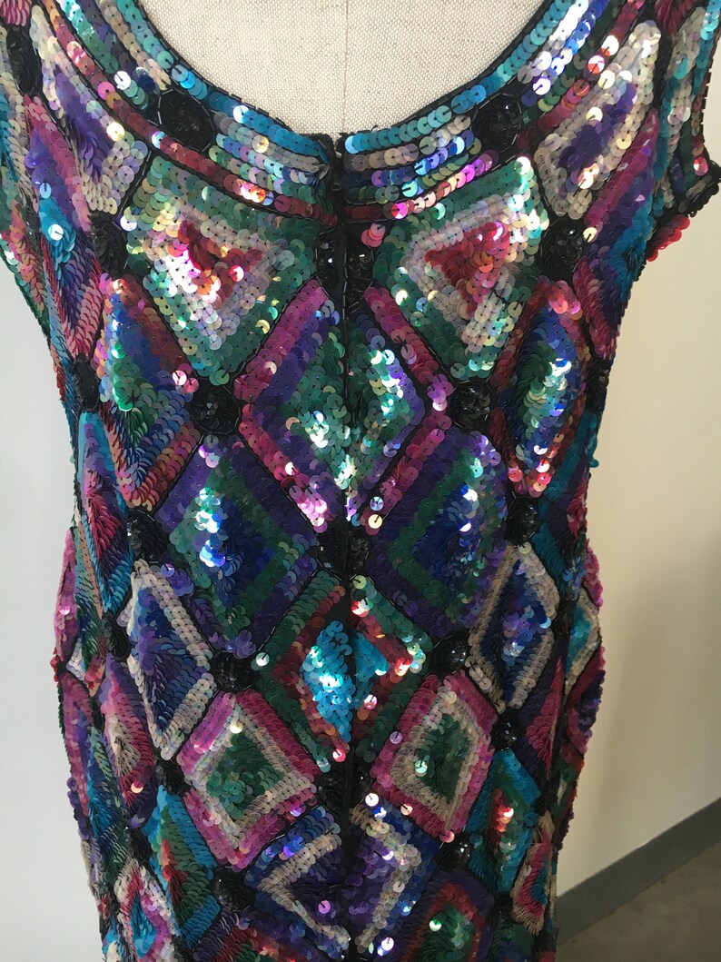 Diamond Pattern Sequin Sleeveless Dress - Etsy