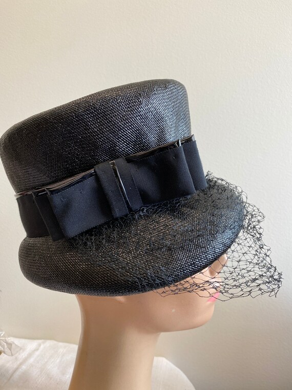 Black Woven Straw Hat With Netting - Gem