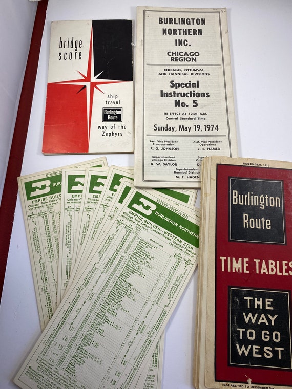 Burlington Northern Timetables Memorabilia Route 1916 Lot - Etsy