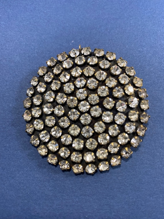 1940's Rhinestone Circle Brooch Or Pendant - Gem