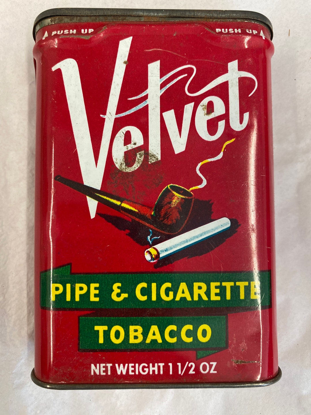 Velvet Pipe and Cigarette Tobacco Tin - Etsy