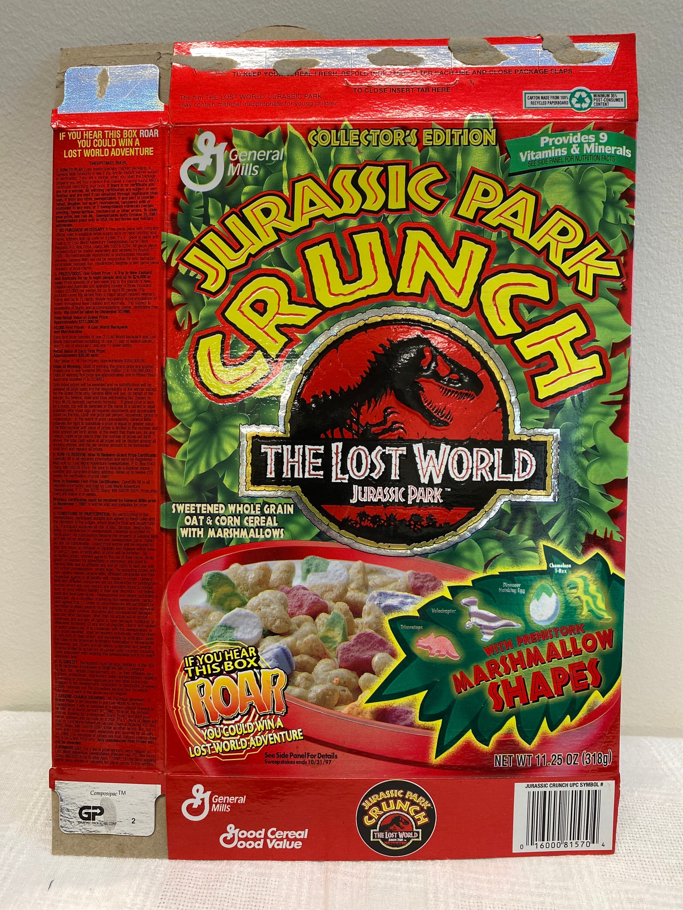Jurassic Park The Lost World Empty Crunch Cereal Box Etsy