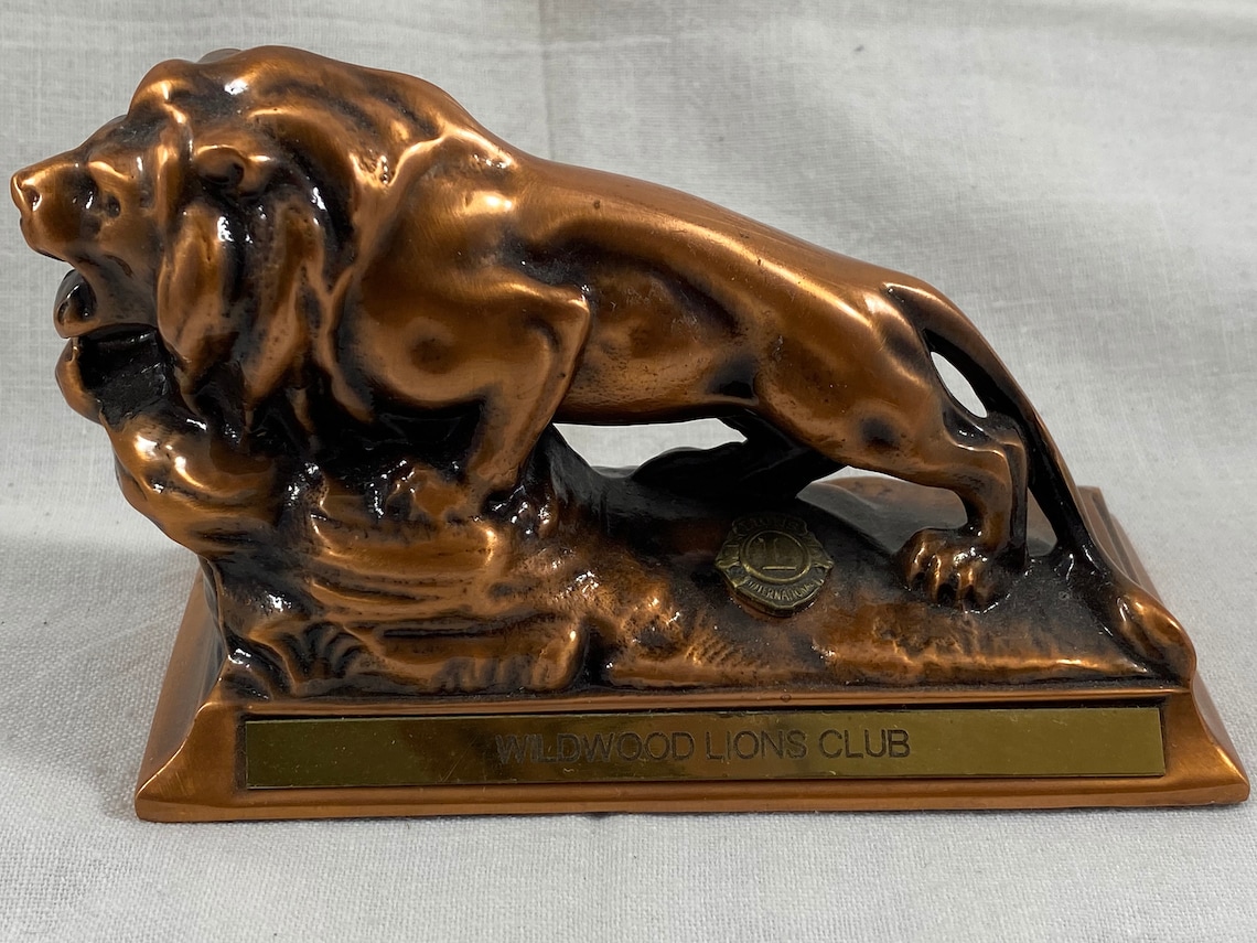 Lions Club Copper Lion on Rock Paperweight - Etsy