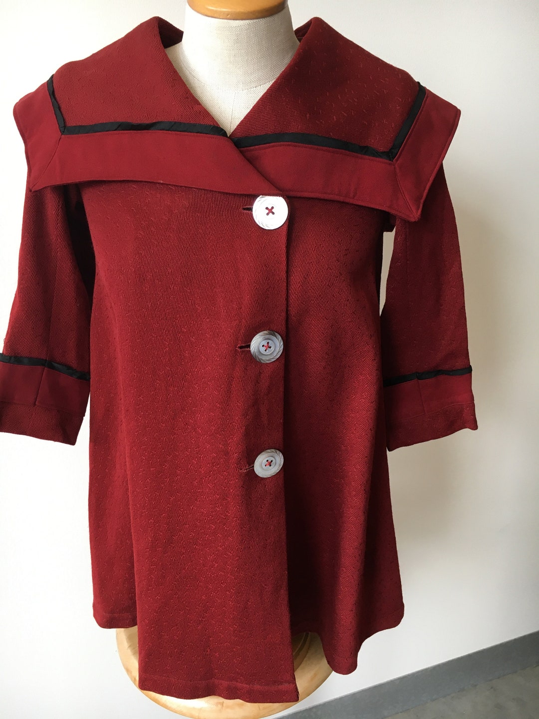 Victorian Red Swing Coat With MOP Buttons - Etsy