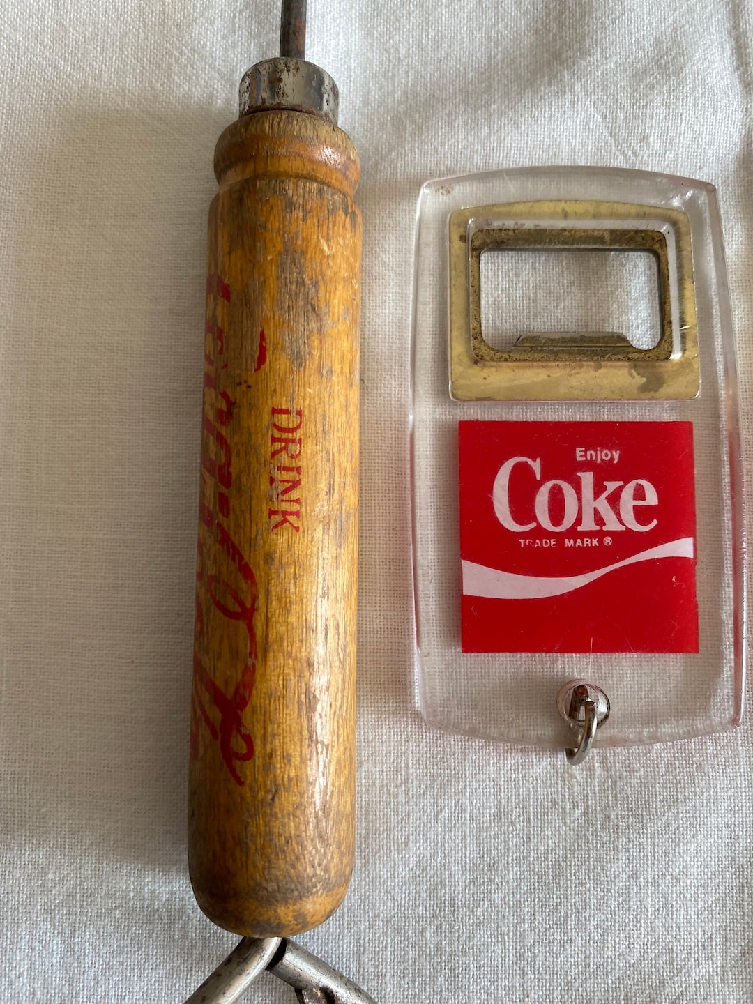 Coca Cola Wood Handled Ice Pick and Lucite Bottle Opener - Etsy