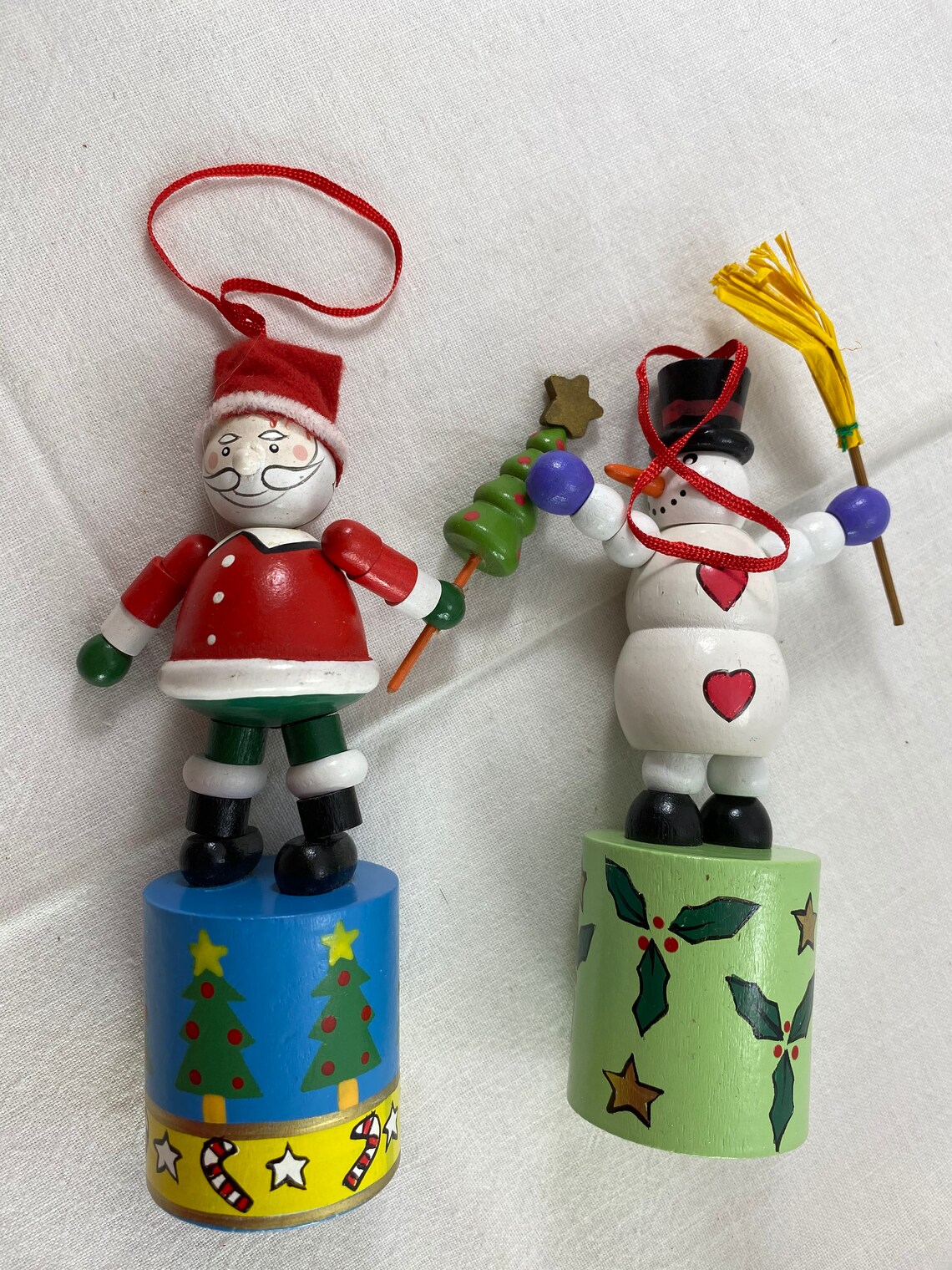 Wood Push Button Dancing Santa and Snowman - Etsy
