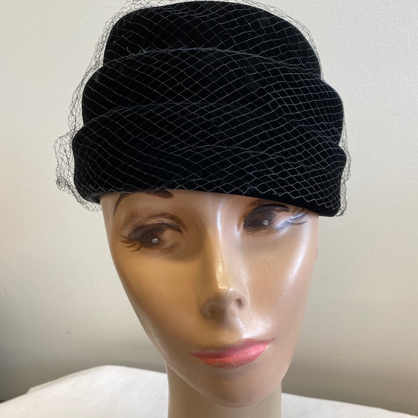 Black Veiled Hat - Etsy