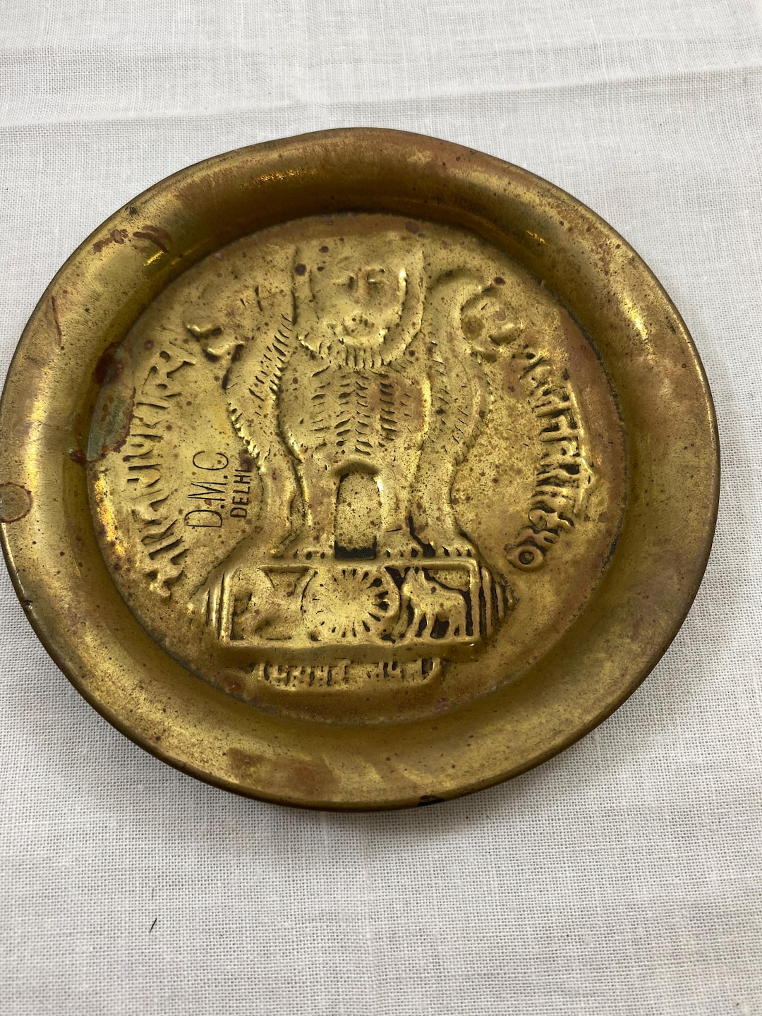 State Emblem of India D.M.C Delhi "dehli Medical Council" Brass Ashtray ...