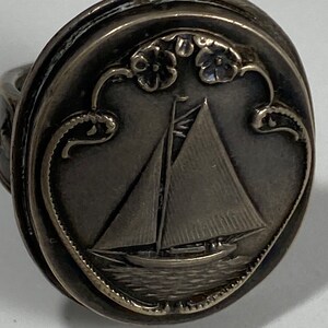 Silver Sailboat Spoon Ring Signet Ring Size 11 - Etsy