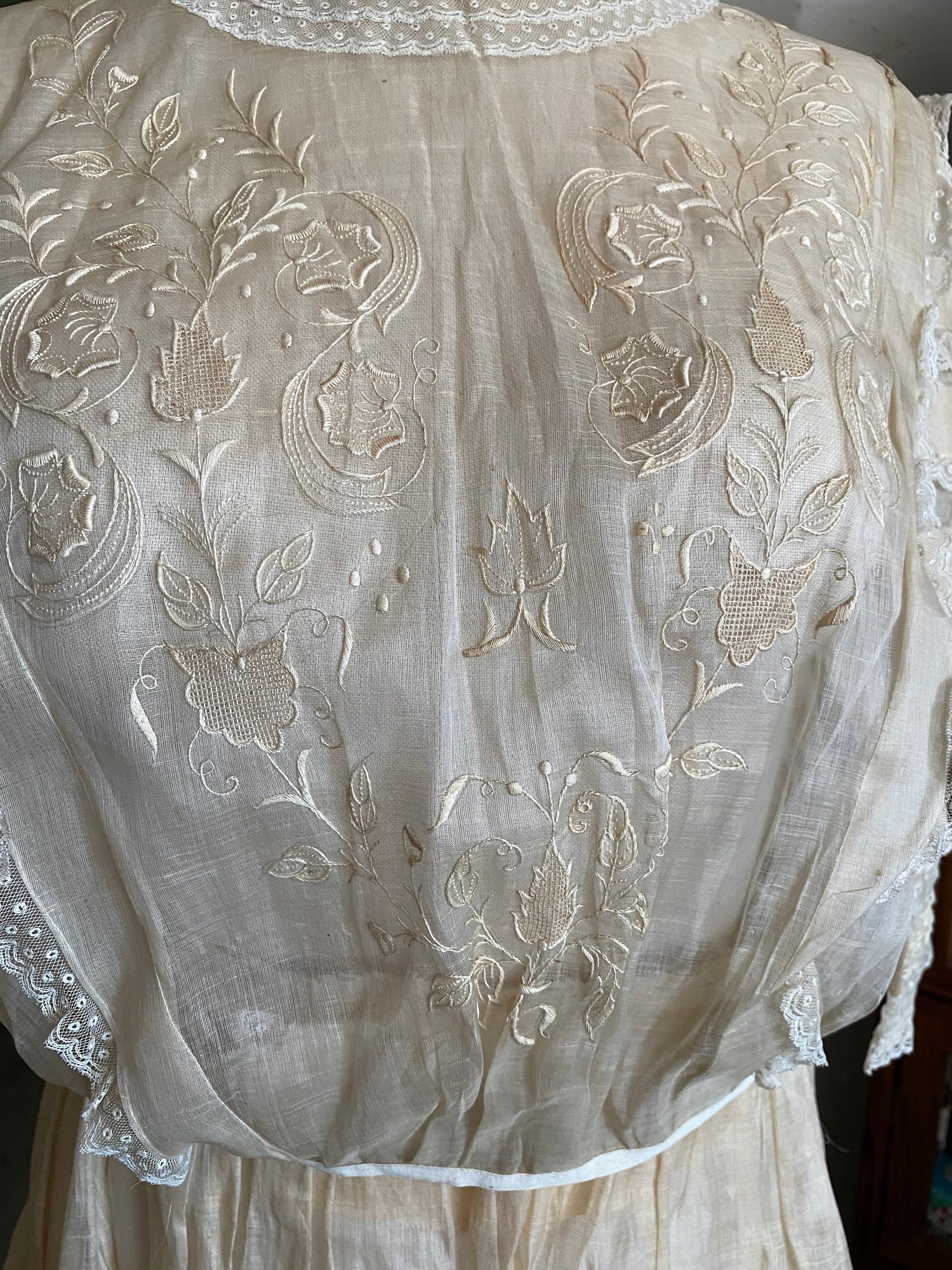 1900's Victorian Lace Tissue Silk Wedding Dress - Etsy