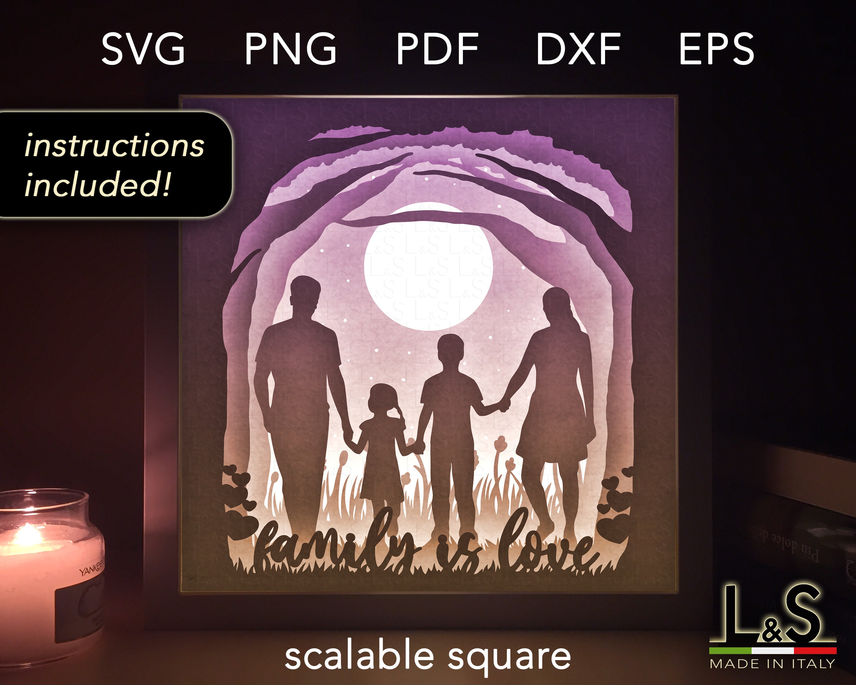 3D Family Shadow Box Svg Files for Cricut Layered Lightbox | Etsy