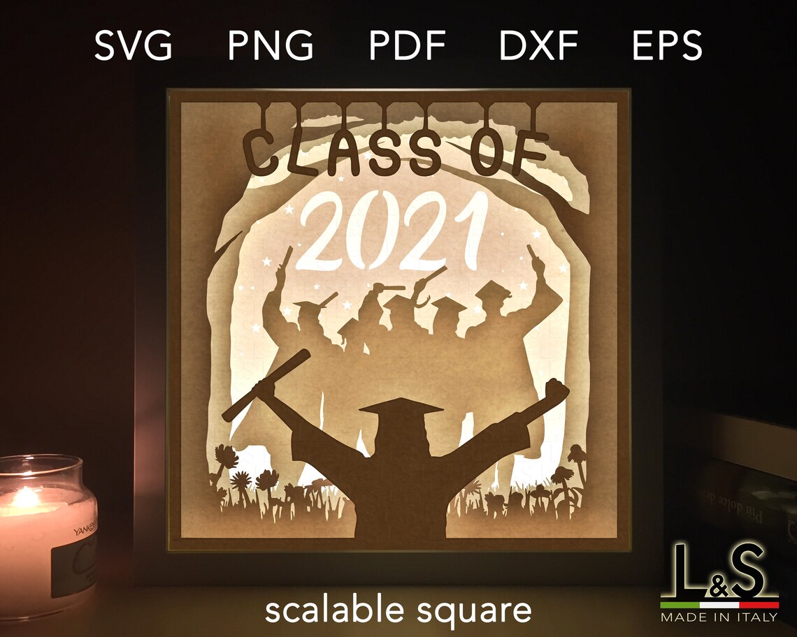 Layered Graduation Shadow Box Template 3D Light Box svg | Etsy