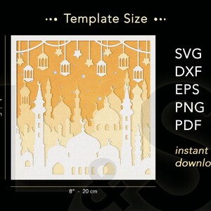 Islamic Shadow Box Svg Cricut, Ramadan Shadowbox Art, Paper Cut Light ...