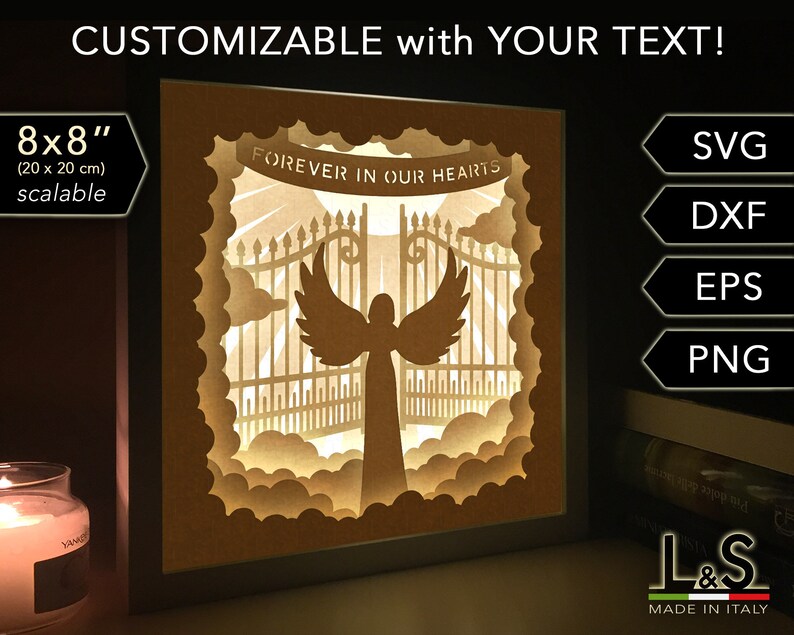 Customizable Memorial Shadow Box Svg Cricut, Angel Shadowbox Art, 3D ...