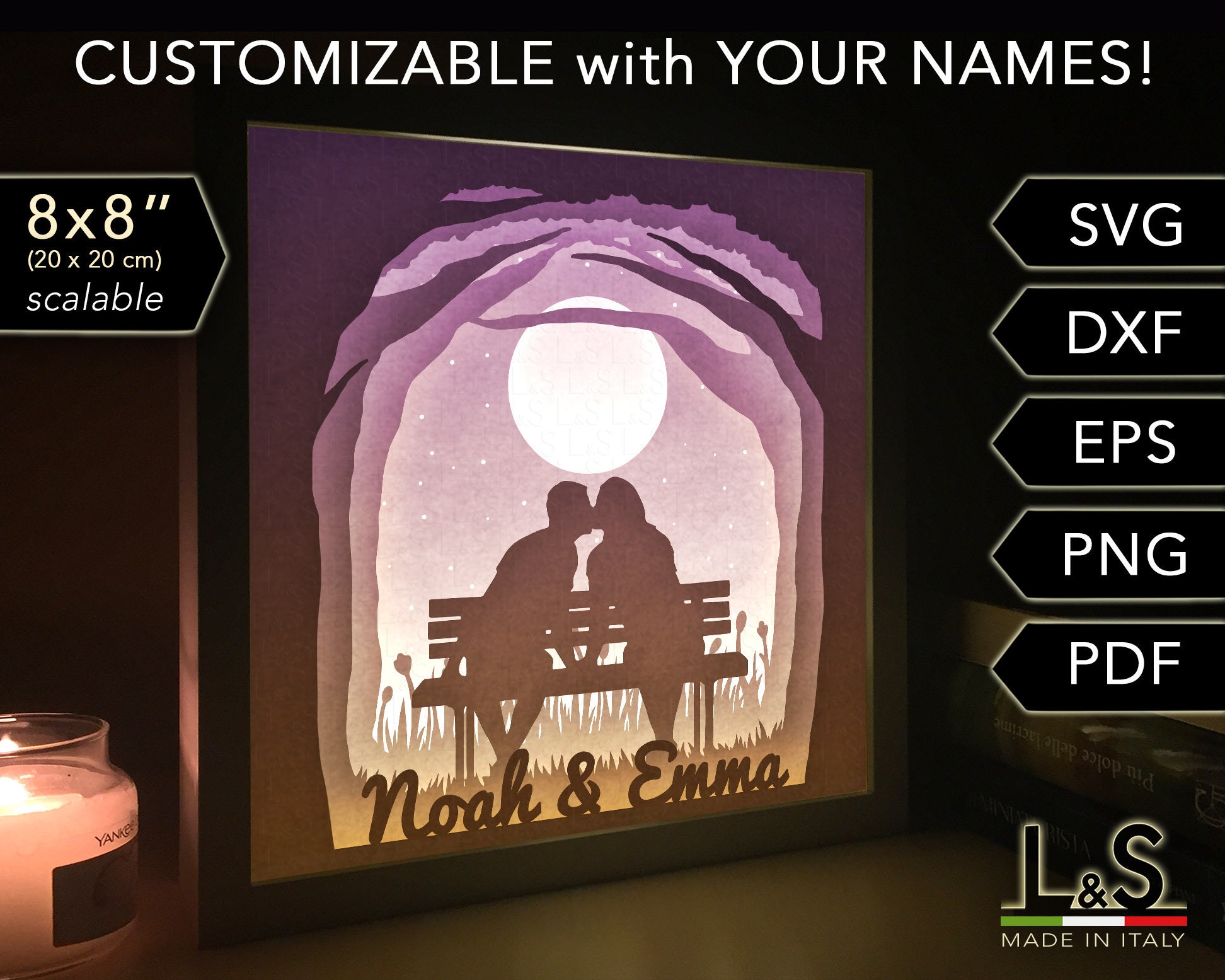 Customizable Shadow Box Svg for Wedding Valentines Lightbox - Etsy