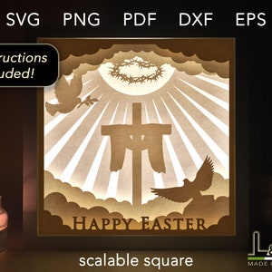 Easter Shadow Box Svg Bundle, 3D Layered Easter Light Box Svg, Lighted ...