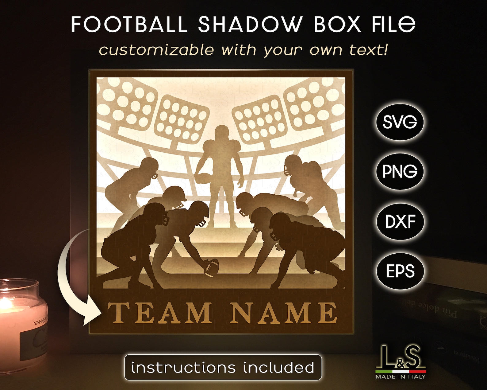 Customizable Football Shadow Box Svg Cricut, Sports Shadowbox Art, 3D ...