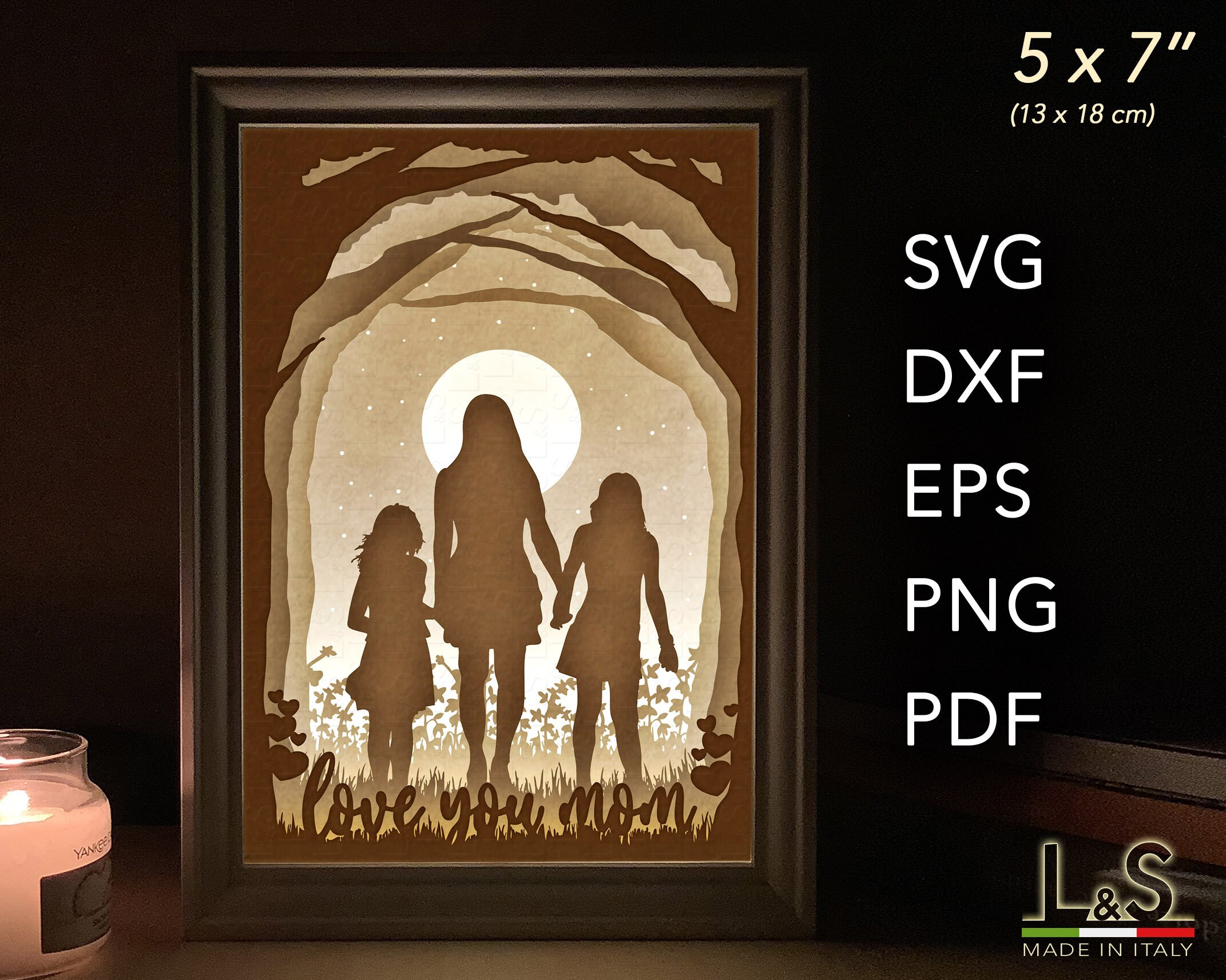 Mom and Daughter SVG Shadow Box Template 5 in 1 Light Box for | Etsy