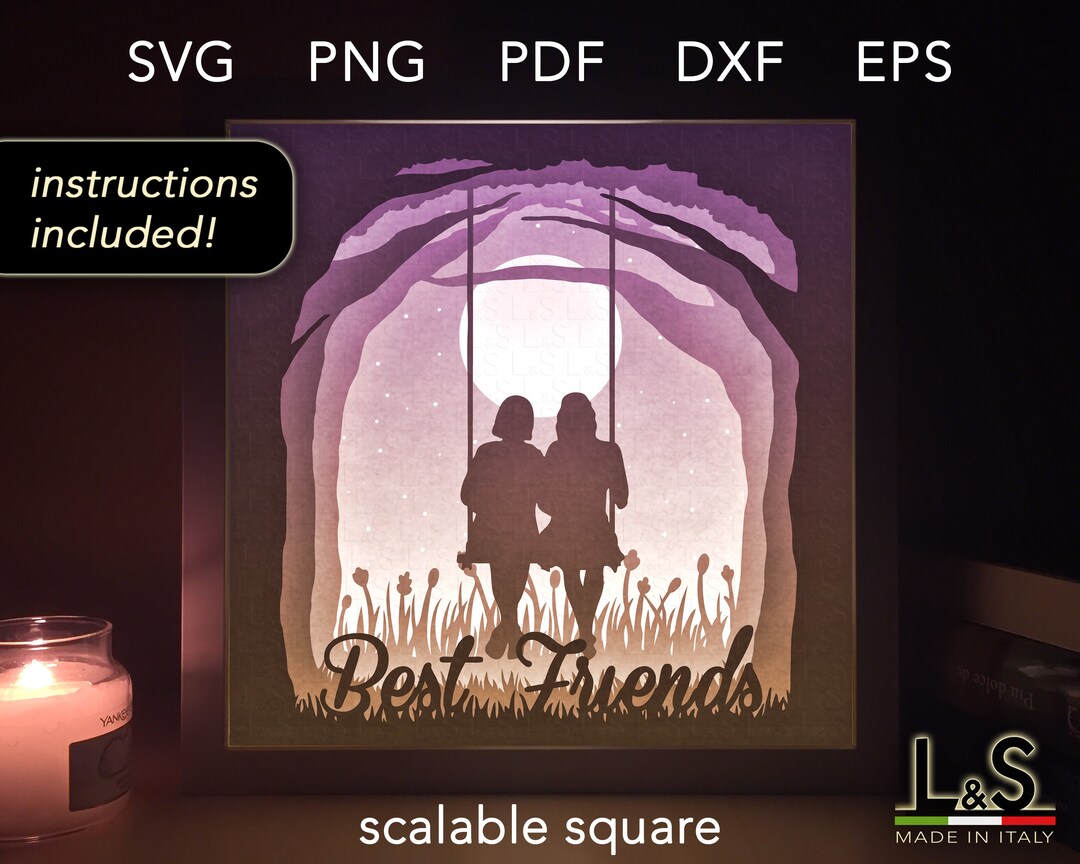 Best Friends Shadow Box Svg Friendship Shadow Box Template - Etsy
