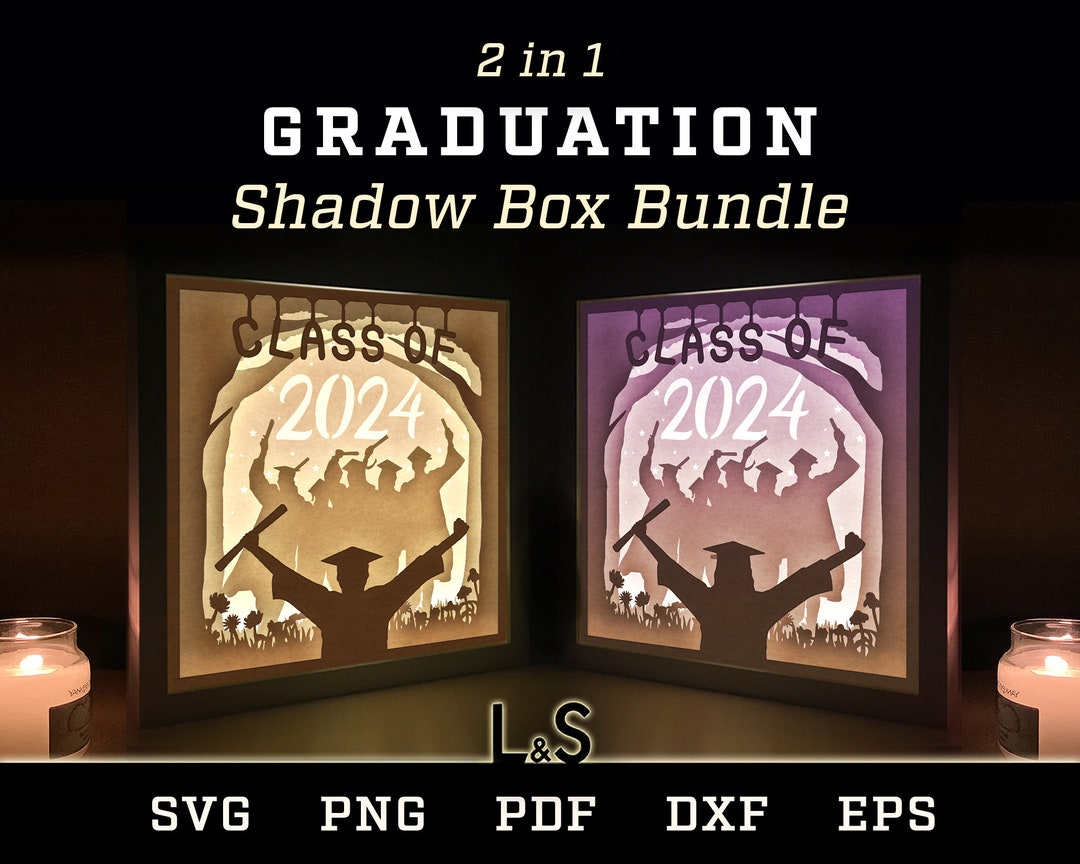 Graduation Shadow Box Svg Cricut, 3D Shadowbox Bundle, Lightbox Svg ...