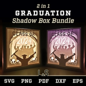 Graduation Shadow Box Svg Cricut, 3D Shadowbox Bundle, Lightbox Svg ...