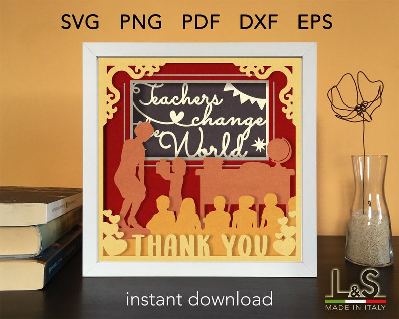 3D Layered Teacher Shadow Box Svg Files for Cricut, Light Box Template ...