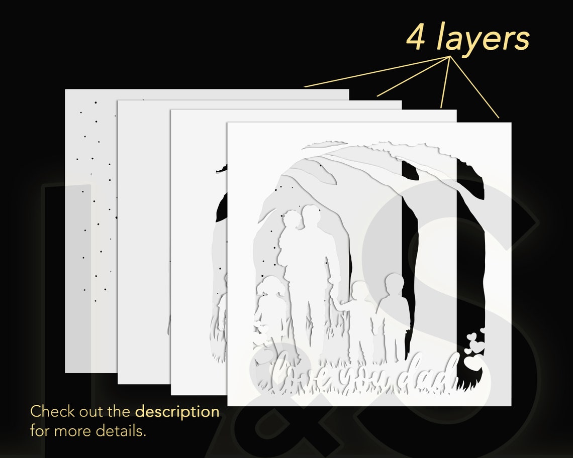 Layered Dad Shadow Box Svg Files Light Box Template Fathers - Etsy